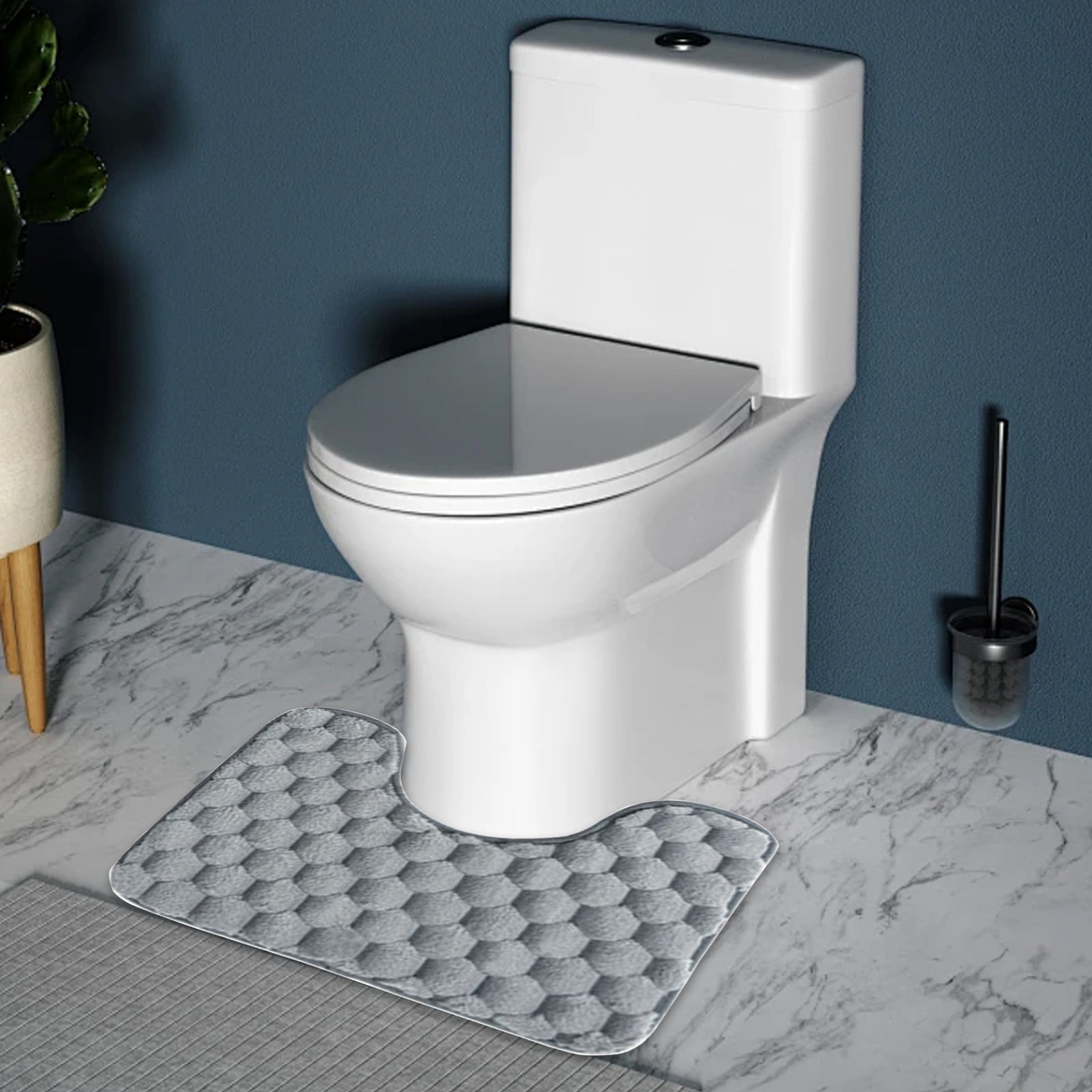 Wdhugt Anti Slip Toilet Floor Mat Toilet Bath Mat U-Shaped, Memory Foam ...