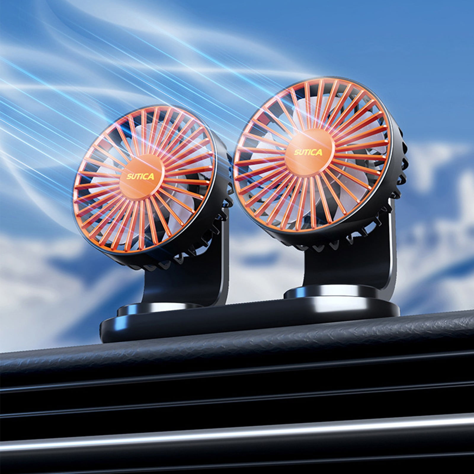Wdhugt Car Fan 2024 Dual Head Usb Fan for Car Portable Vehicle Cooling ...