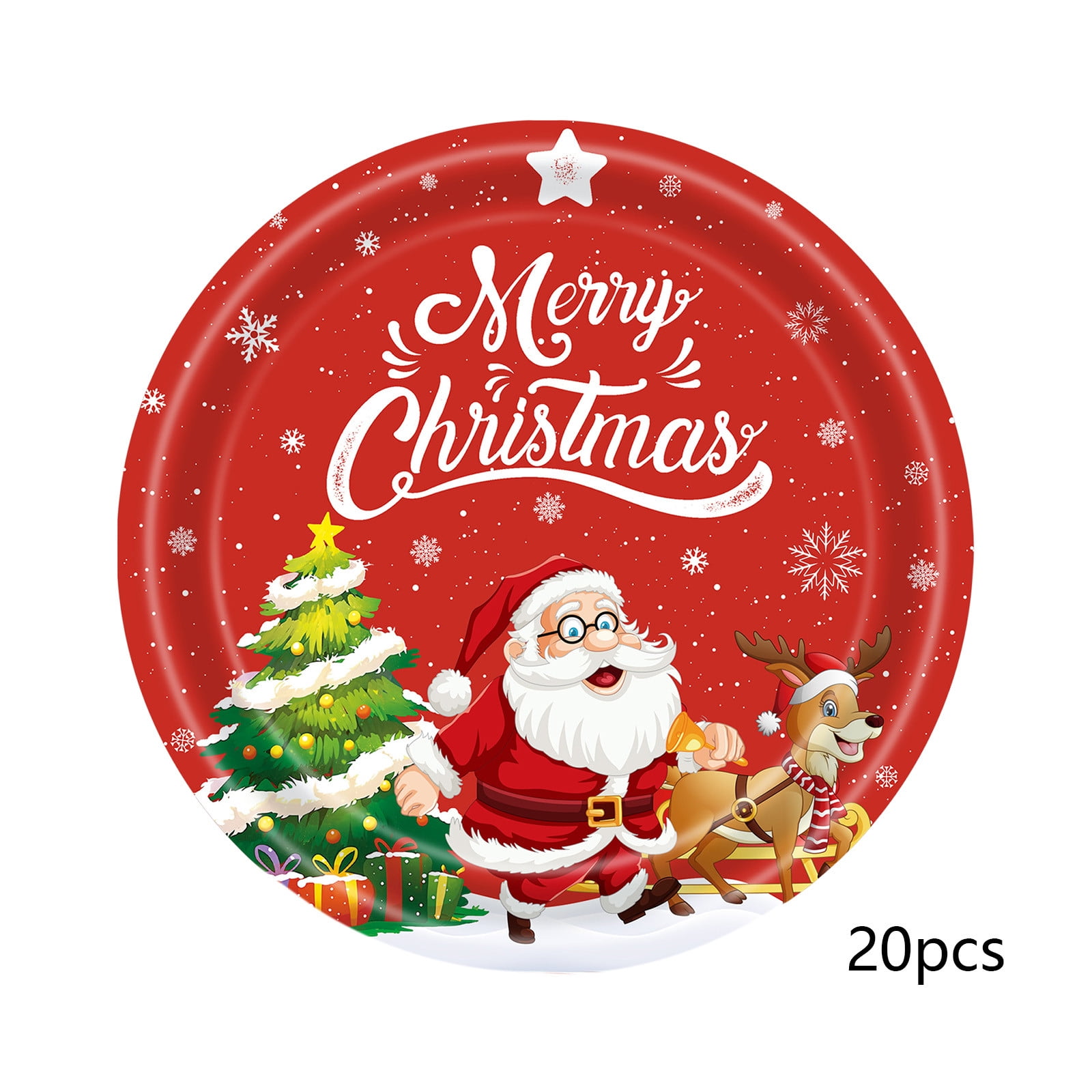 Wdhugt Christmas Party Disposable Tableware Set Of 20 Pieces Includes ...