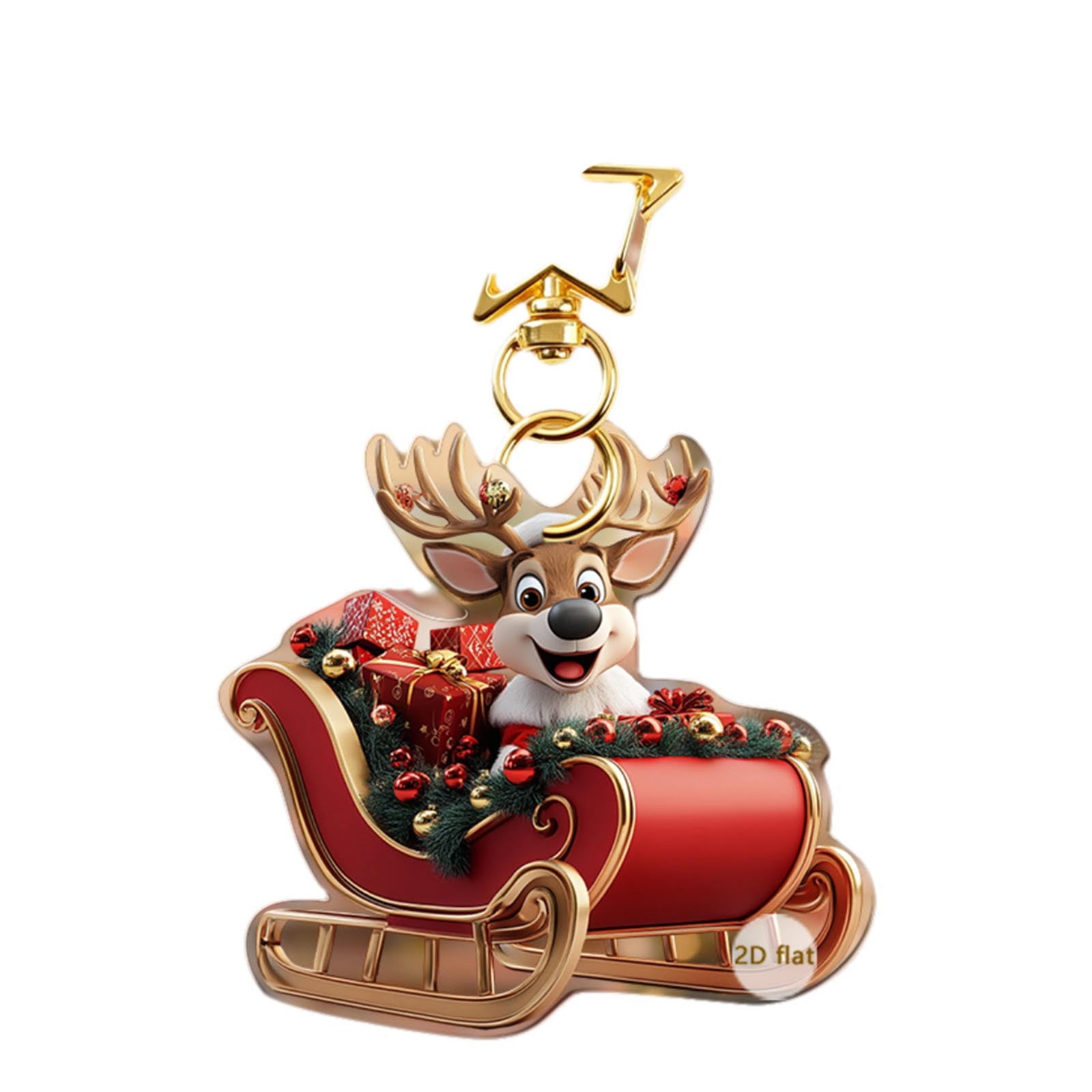 Wdhugt Christmas Santa Claus On Sled 2D Acrylic Car Rearview Mirror ...
