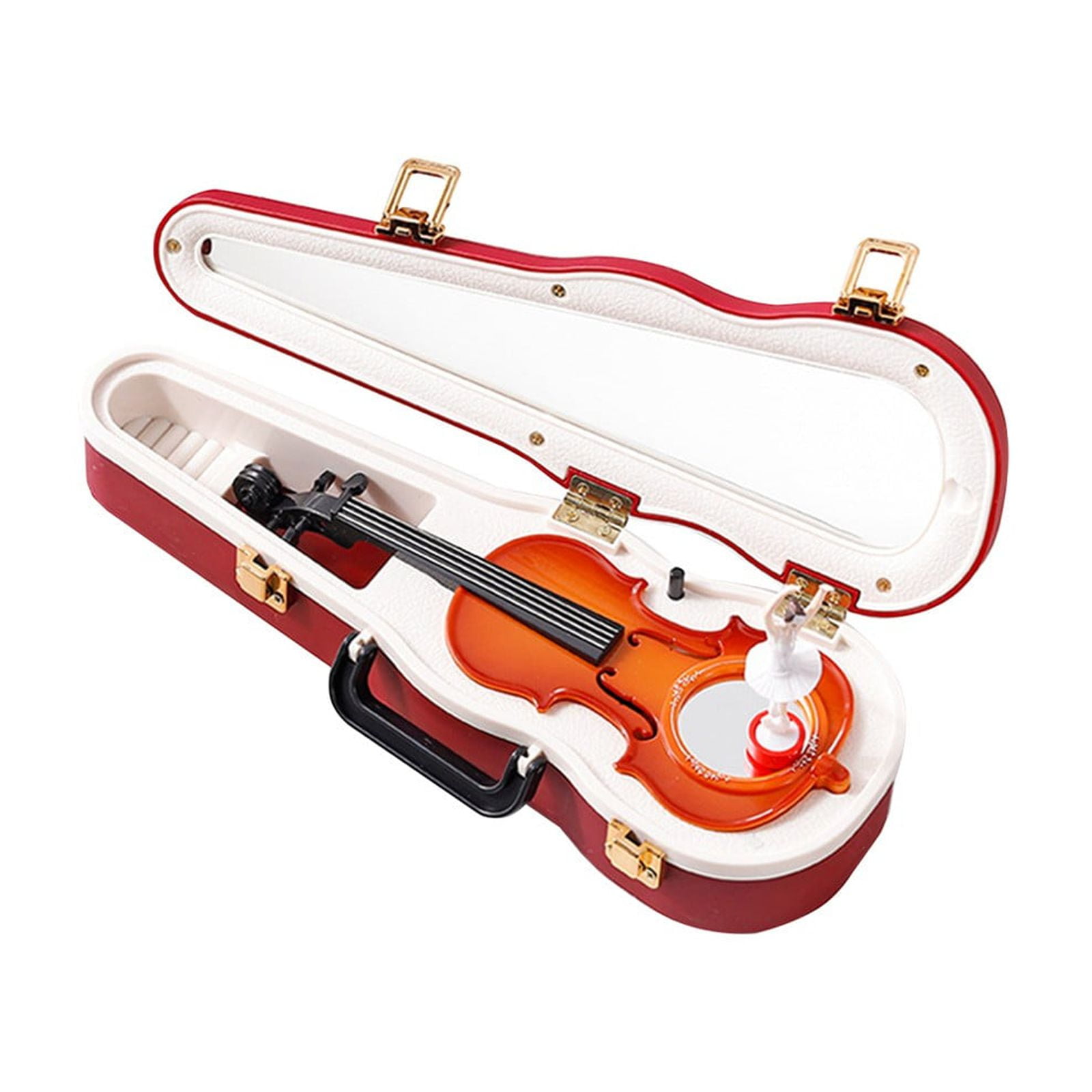 Wdhugt Classical Violin Music Box With Dancing Figurine Red Plastic ...