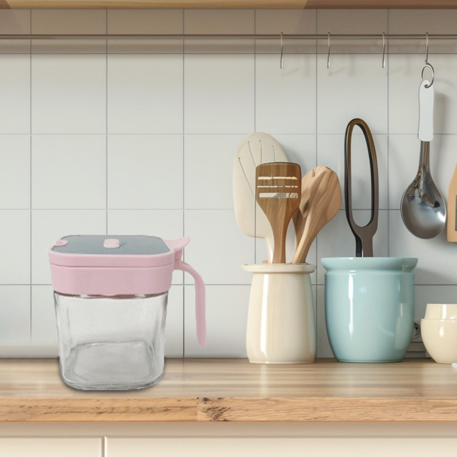 Wdhugt Clear Glass Condiment Spice Jars With Label, Wall Mount Sealing ...