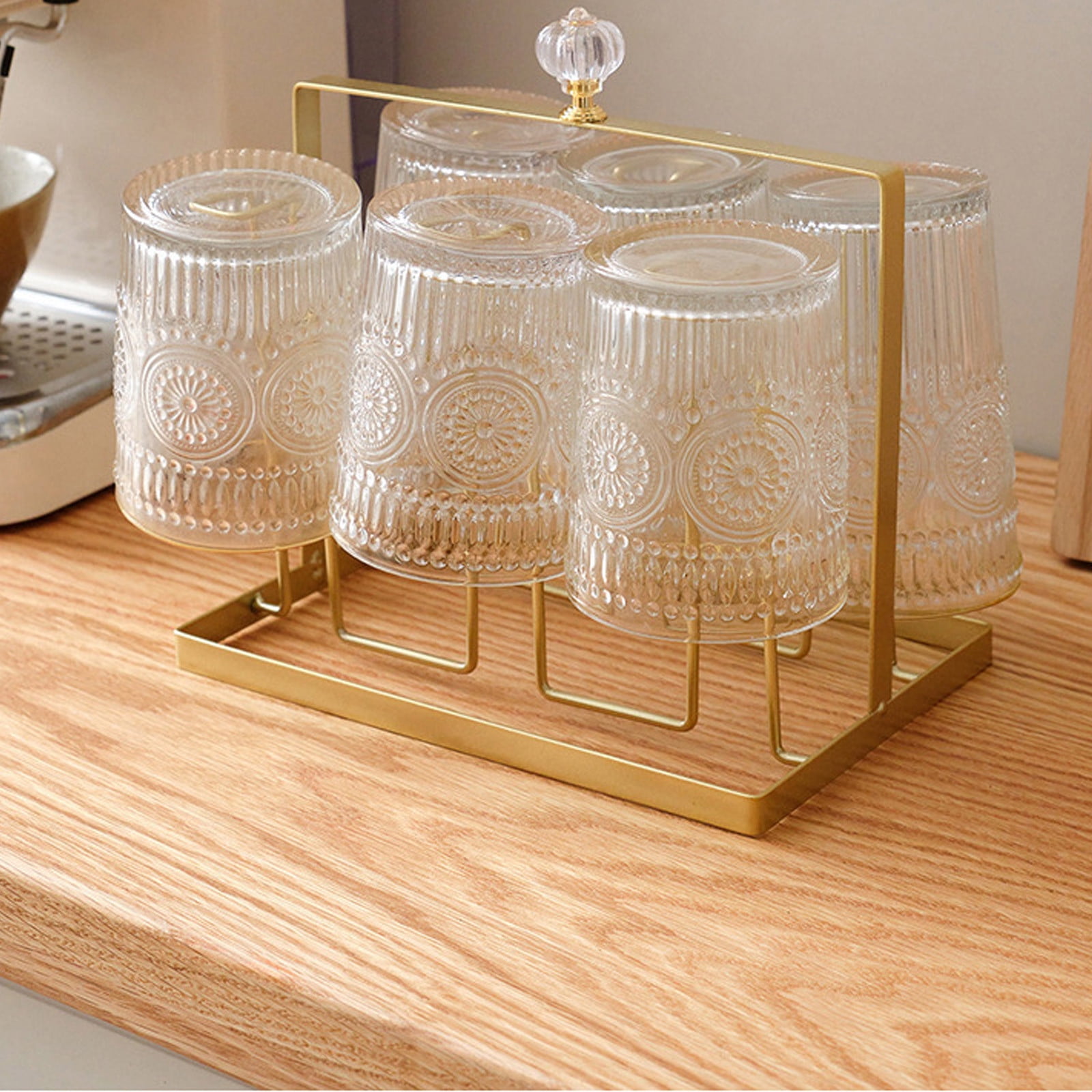 Wdhugt Cup Drying Rack Beer Glasses Stand 6 Mugs Metal Drainer Holder ...