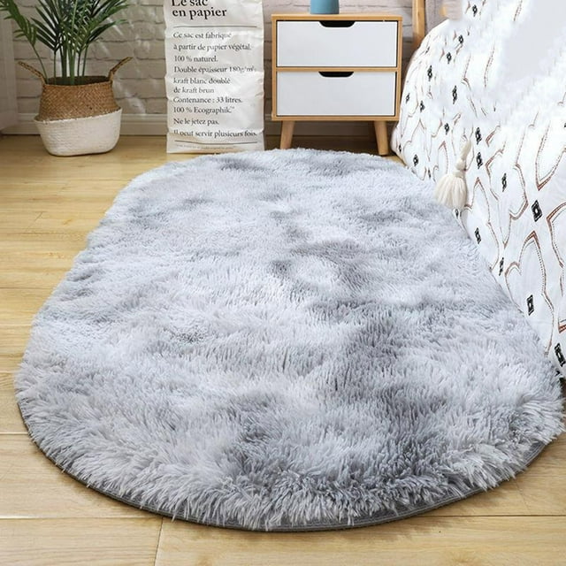 Wdhugt Fluffy Grey Bedroom Rug 23x63 In Shaggy Area Rug for Bedroom ...