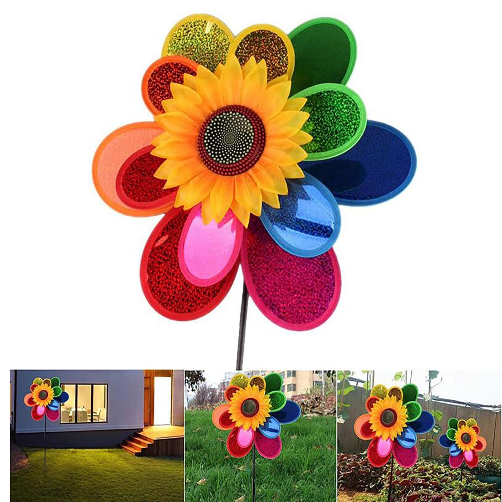 Wdhugt Garden Sunflower Windmill Party Decorative Ornament Spinning ...