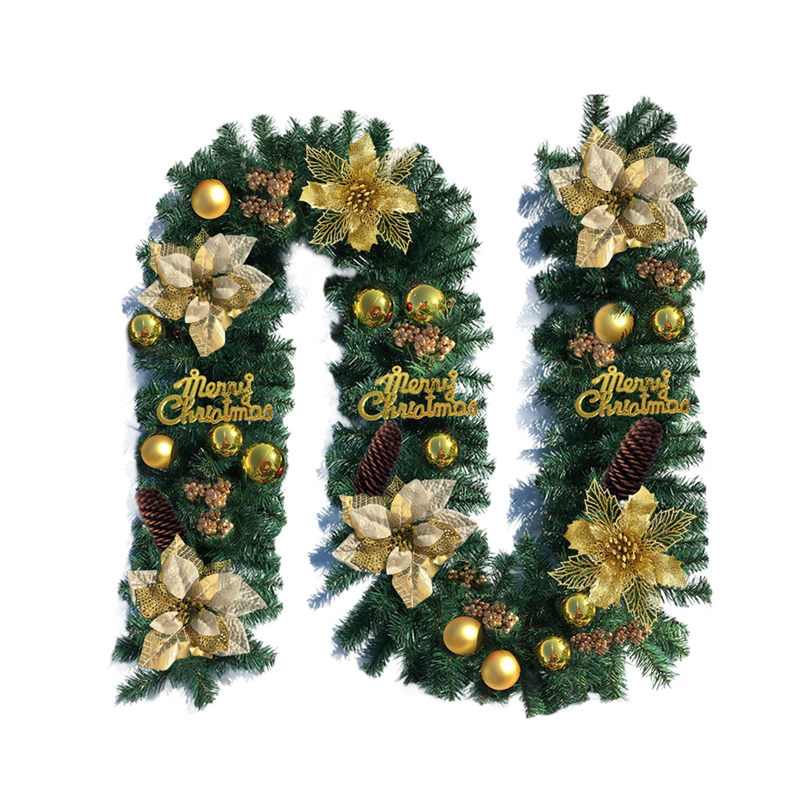 Wdhugt Gold Christmas Rattan Garland 106 Inches Long Without Lights For ...