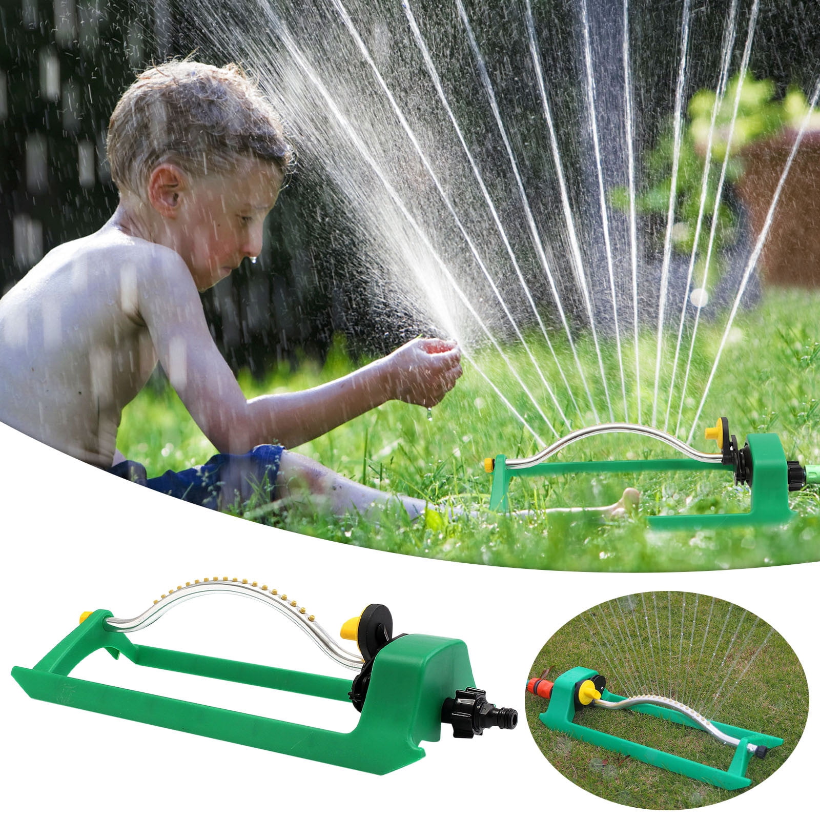 Wdhugt Lawn Sprinkler Green Plastic With Aluminum Tube 18 Holes For ...