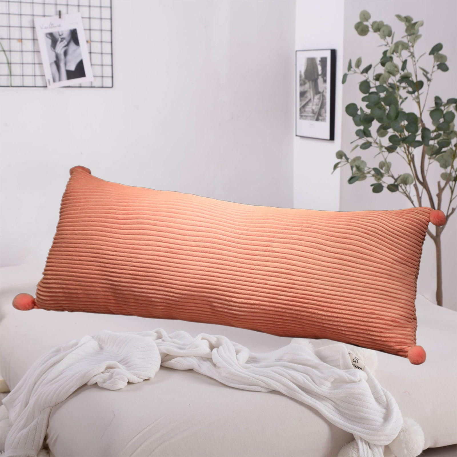 Wdhugt Long Pillow Lumbar Pillow Cover Fall Super Soft Pillow Cool Body ...