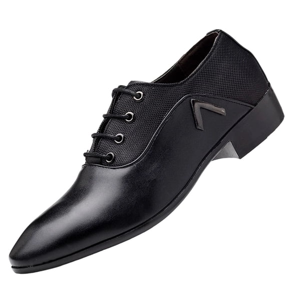 Wdhugt Mens Pu Pointed Toe Dress Shoes Fashion Business Casual Lace Up ...