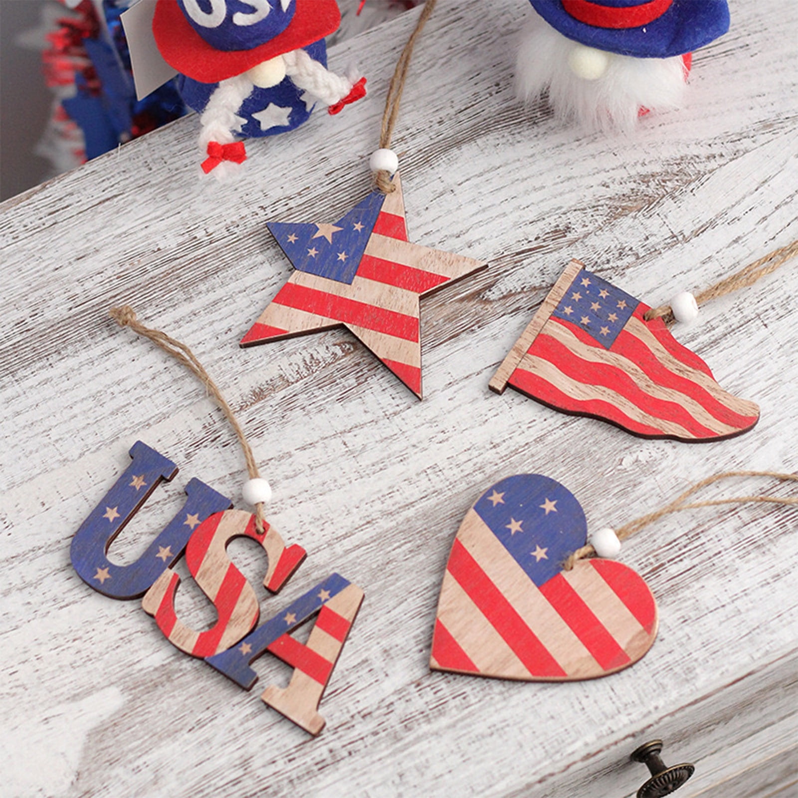 Wdhugt Multicolor Independence Day Party Decorations Wooden Hanging ...