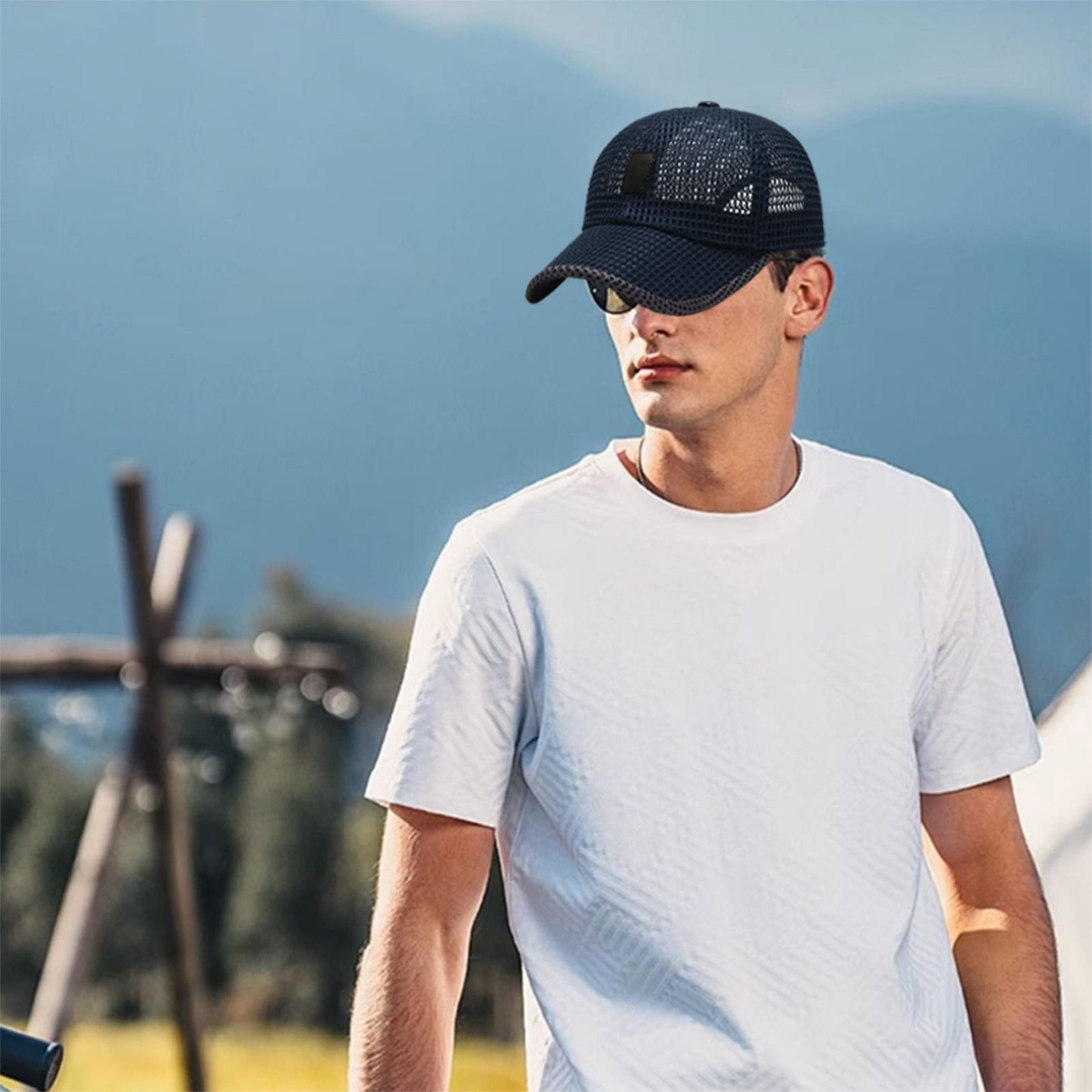 Wdhugt Navy Navy Lightweight Adjustable Sports Cap Outdoor Uv Defense ...