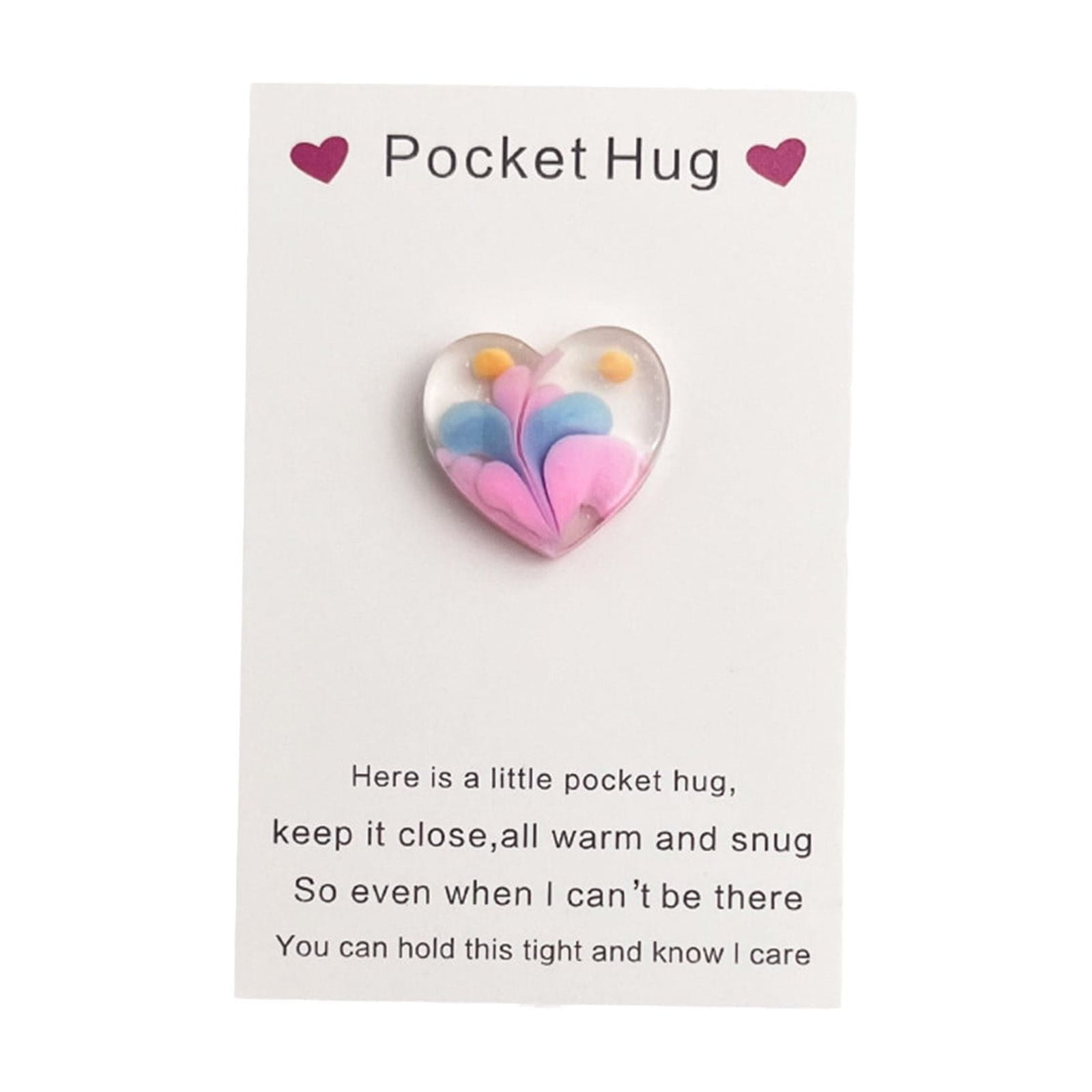 Wdhugt Pink Heart Shaped Pocket Hug Card With Fringe Design 3.54 X 2.36 ...