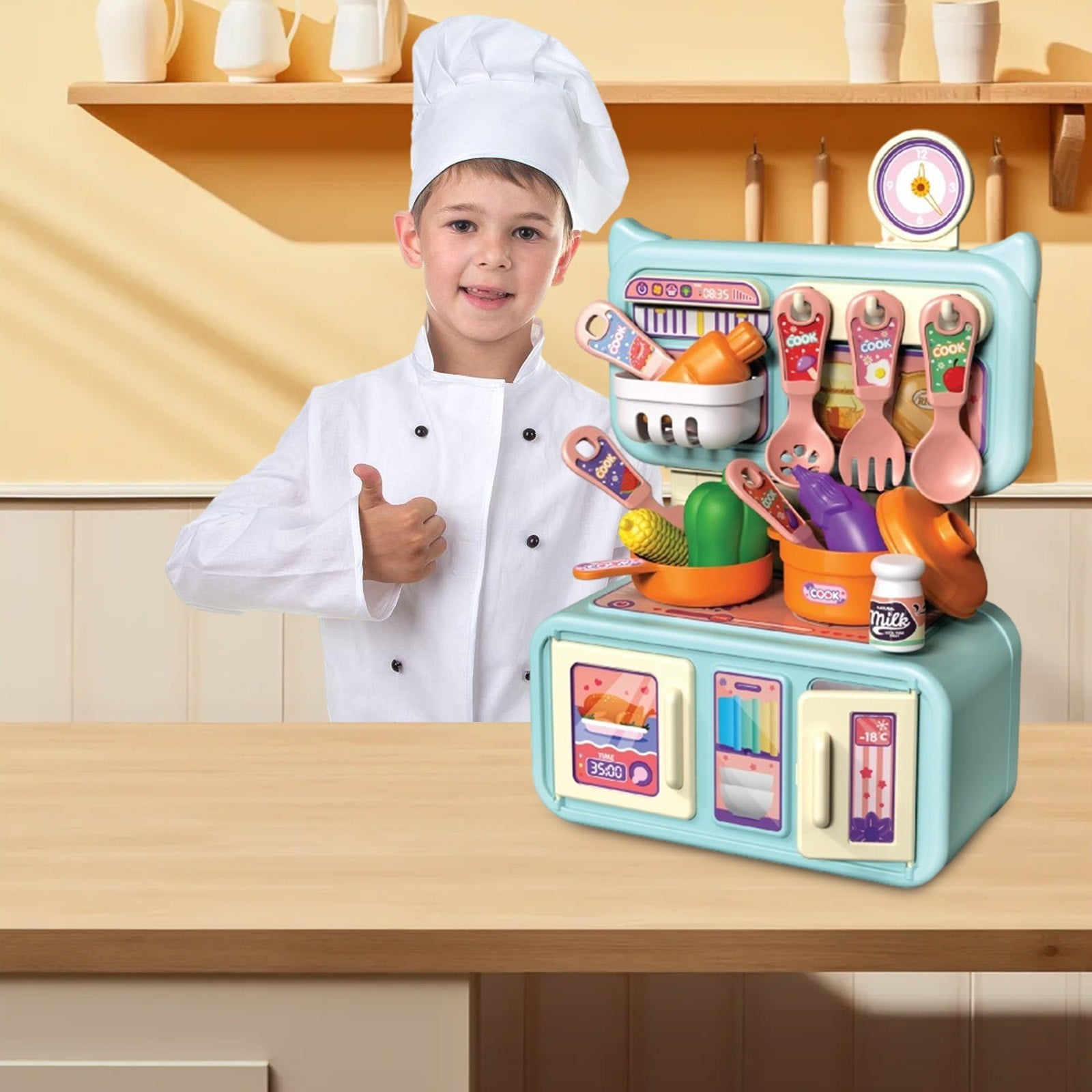 Wdhugt Plastic Pretend Kitchen playset for Cooking, Toddler playset for ...