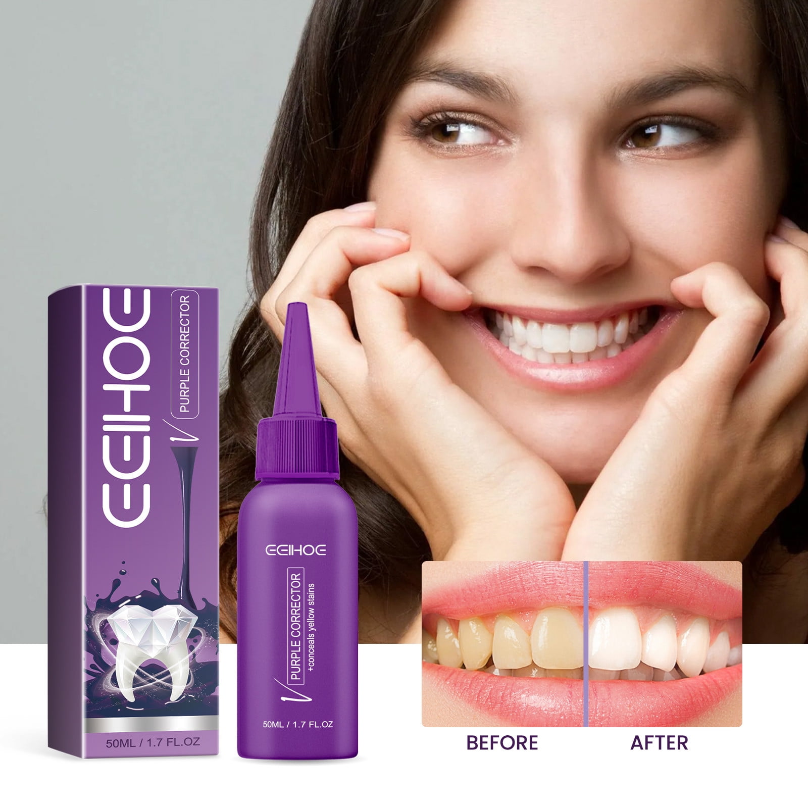 Wdhugt Purple Toothpaste Remove Yellow Teeth Whitening Toothpaste Fresh ...