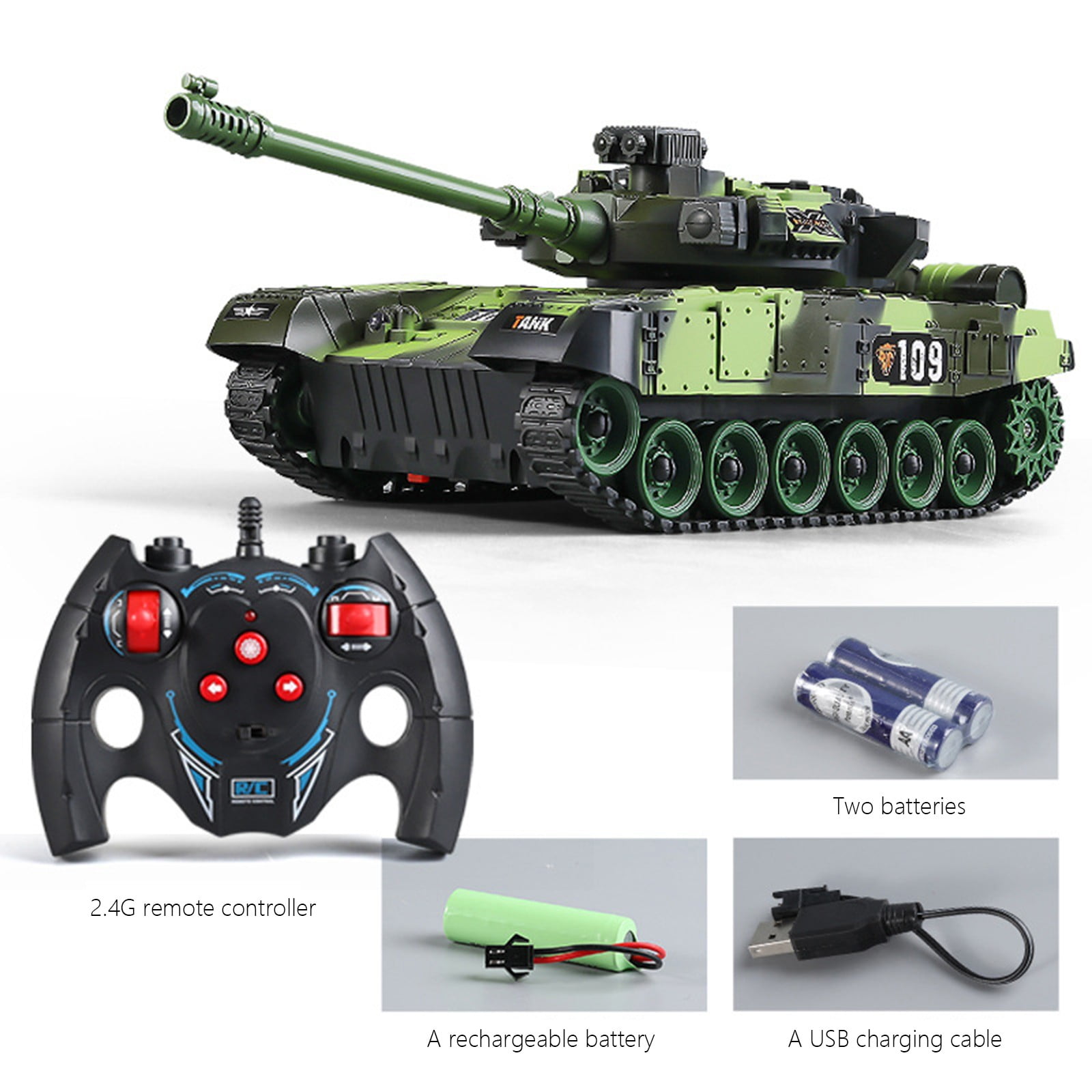 Wdhugt RC Tank 1:28 Scale 9 Channel Remote Control Toy with Realistic ...