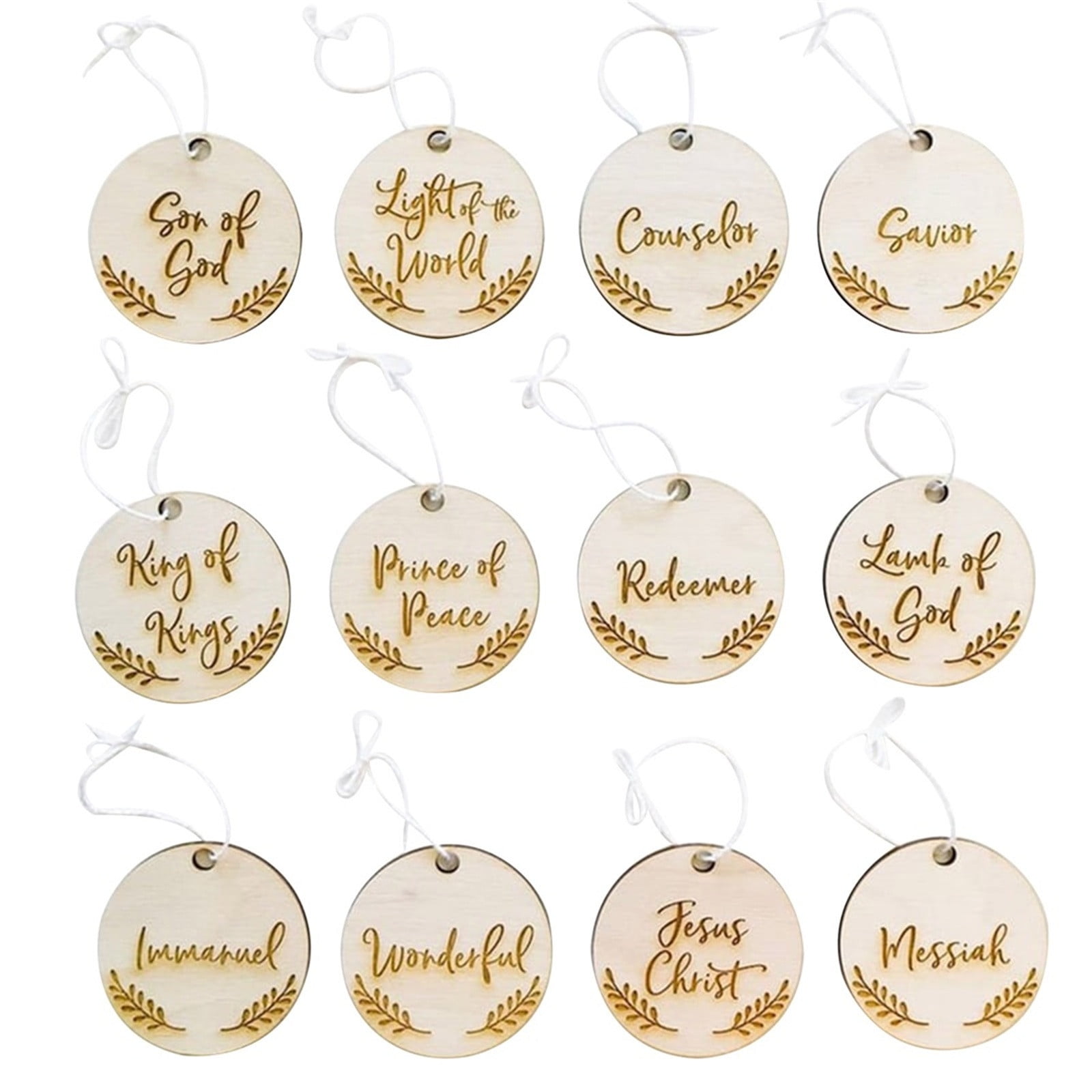 Wdhugt Religious Wooden Christmas Ornament Decor Set Hand Carved ...