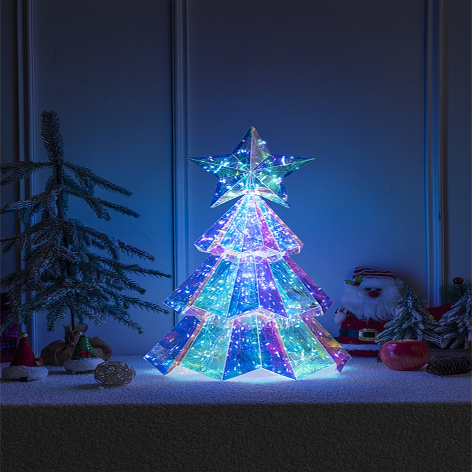 Wdhugt Small Christmas Tree With Lights Prismatic Iridescent Christmas ...