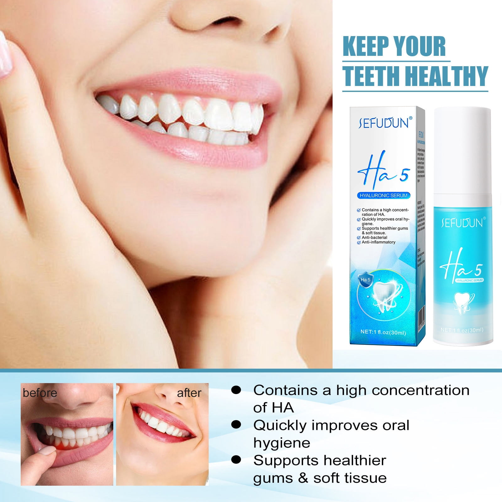 Wdhugt Toothpaste Adults HA5 Hyaluronic Serum Hyaluronic For Health ...