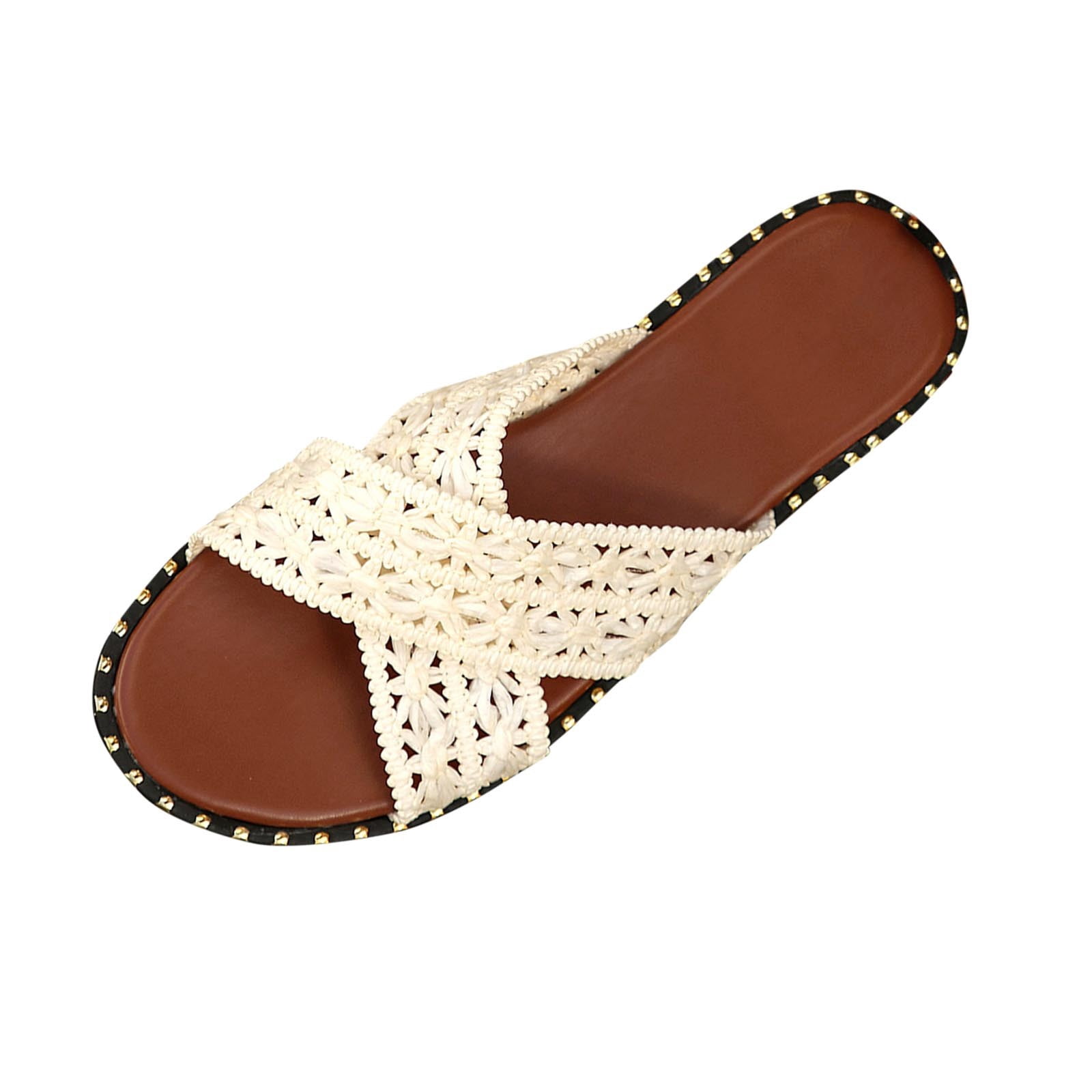 Wdhugt Women'S Flat Sandals Woven Wraparound Strap Bohemian Breathable ...