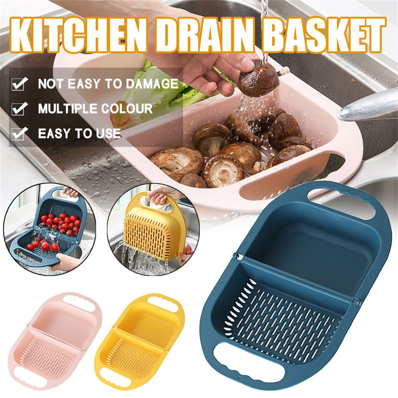 Wdminyy Drain Rack Clearance! Foldable Leaking Basket Fruit Vegetable ...