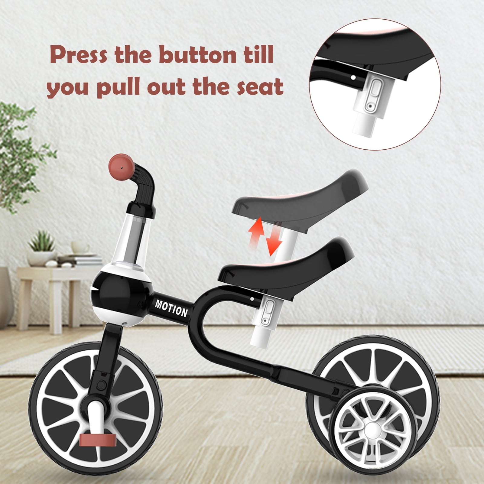Wdmiya 3-in-1 Toddler Bike for 2-4 Year Old Boys & Girls, Adjustable ...
