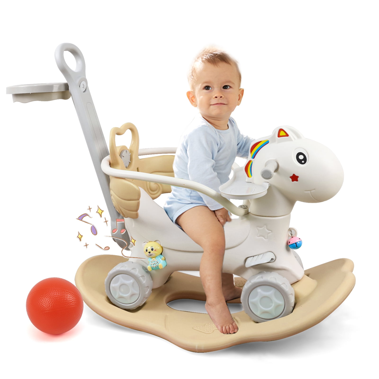 Wdmiya 4 in 1 Rocking Horse Ages 1-3, Baby Rocking Toy Birthday Gift ...