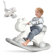 Rocking Plane Toy- Kids Plush Stuffed Ride On Wooden Rockers with ...