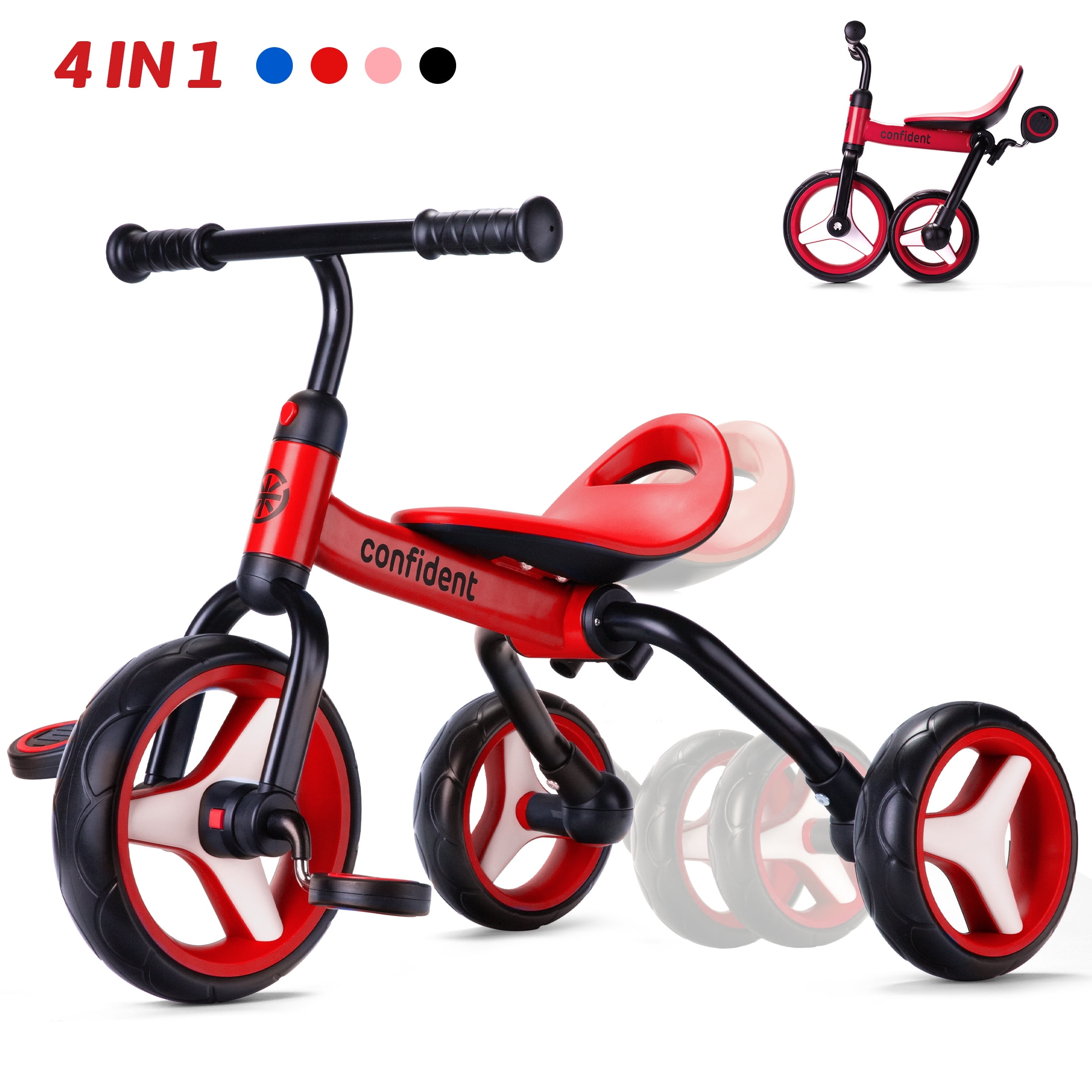 Wdmiya 4 in 1 Toddler Tricycle for 2-5 Years Old Kids, Folding Toddler ...
