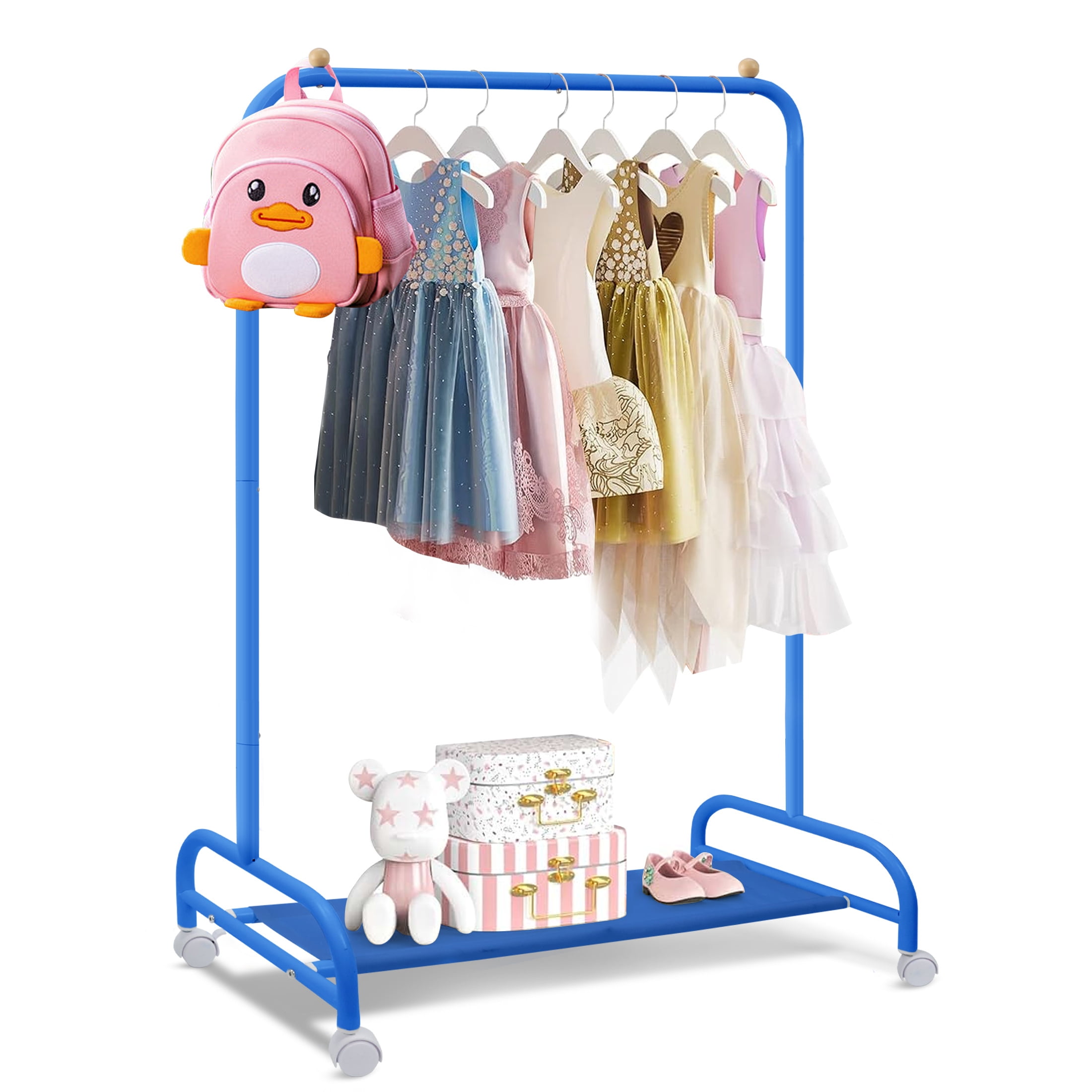 Wdmiya Blue Kids Clothing Rack, Baby Clothes Rack for Hanging Clothes ...