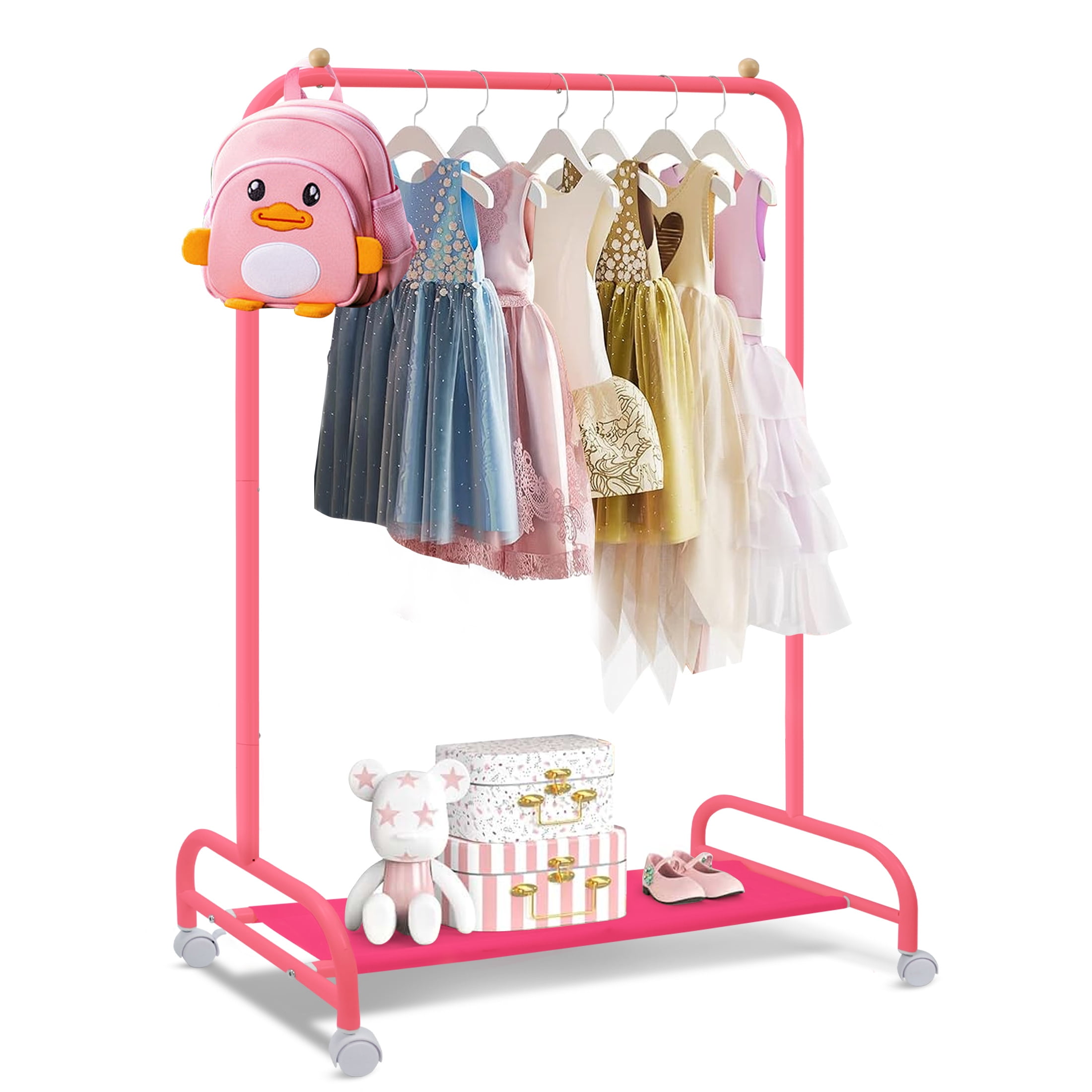 Wdmiya Pink Kids Clothing Rack, Baby Clothes Rack for Hanging Clothes ...
