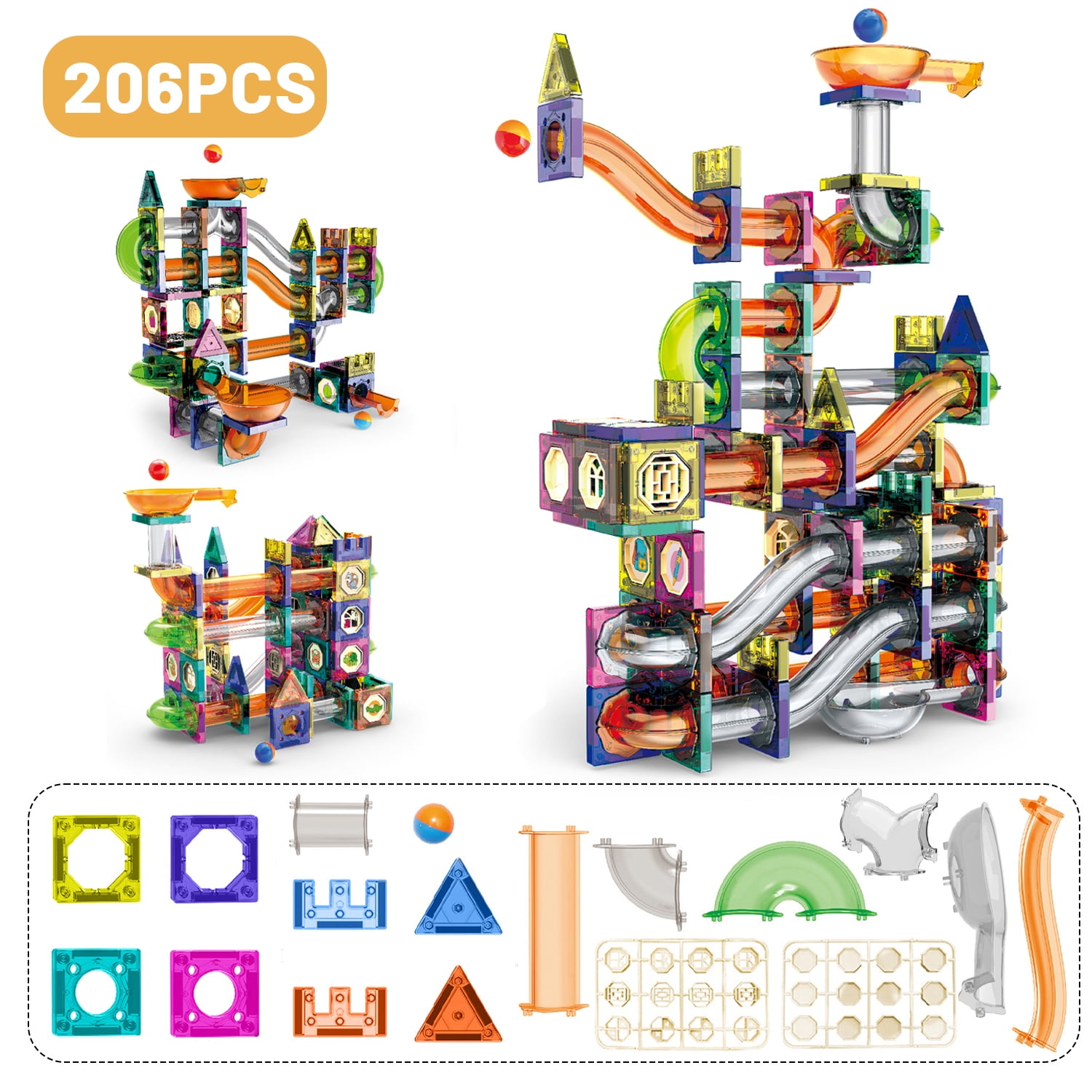 Wdmiya kids Magnetic Tiles, 206 PCS Building Blocks, Magnets Building ...