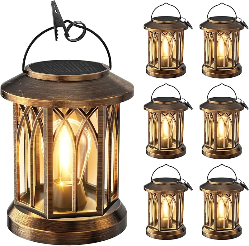 WdtPro Solar Lanterns Outdoor Waterproof, Upgraded Bright Hanging Solar ...