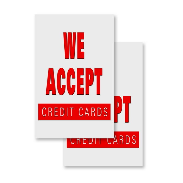 We Accept Credit Cards (2-PACK) 24" x 36" Vinyl Decals | Sign Insert ...