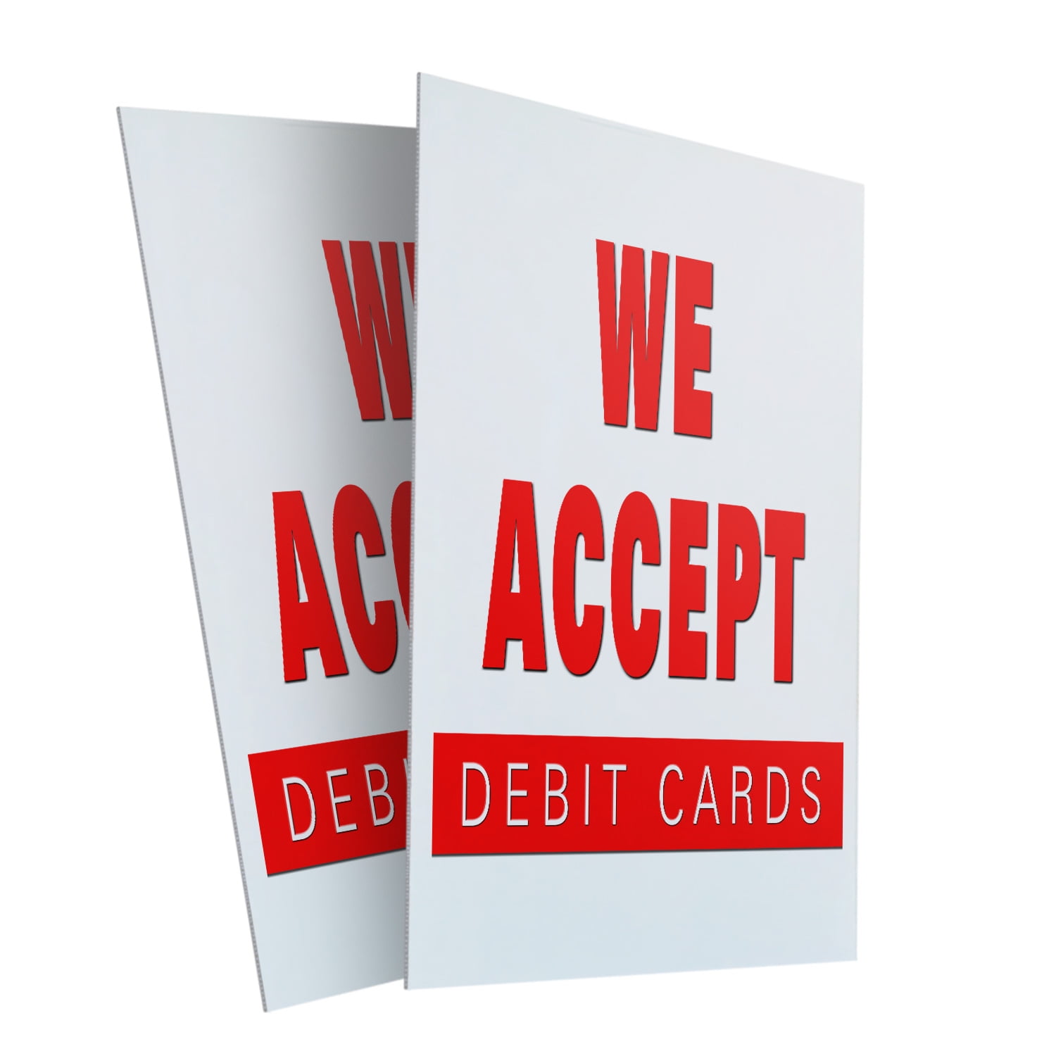 We Accept Debit Cards (2-PACK) 24" x 36" Plastic Signs | Sign Insert ...