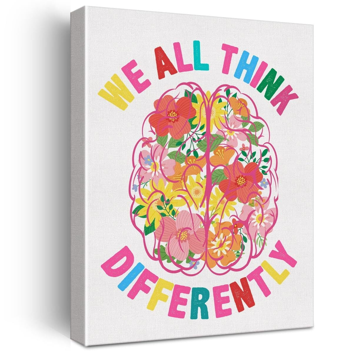 We All Think Differently Neurodiversity Wall Art Canvas poster Brain ...