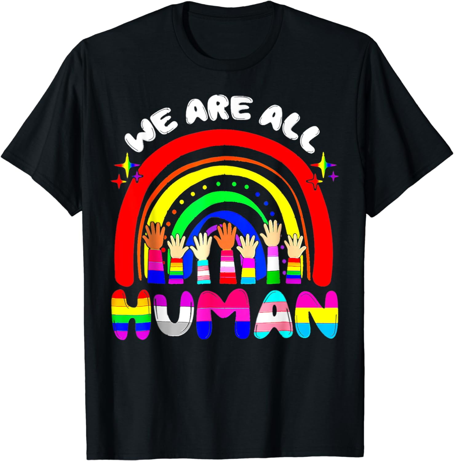 We Are All Human Pride Gear Lgbt Rainbow Flag Ally T-Shirt - Walmart.com
