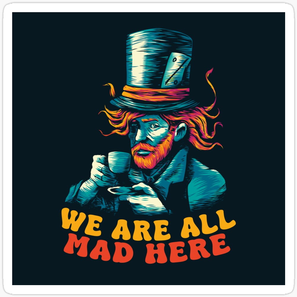 We Are All Mad Here Van Gogh Sticker Phone Decal Water Bottle Stickers Car Decals, Laptop ...