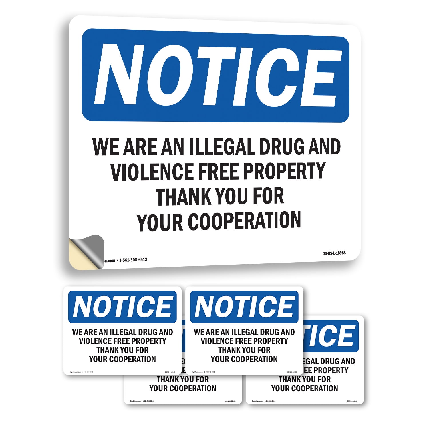 We Are An Illegal Drug And Violence Free OSHA Notice Vinyl Decal Label ...