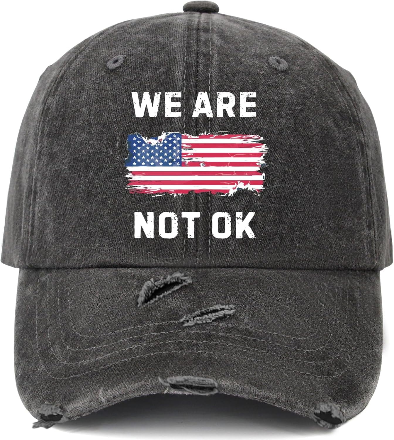 We Are Not Ok Hat For Men Cool Washed Distressed Baseball Cap Unisex ...