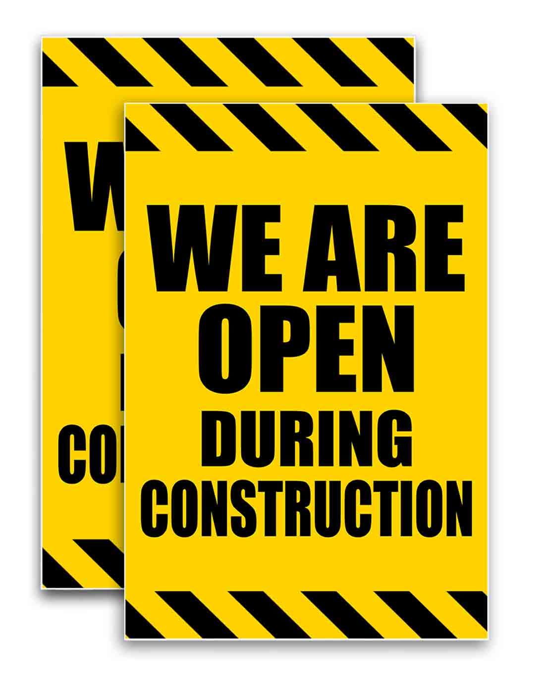 We Are Open During Construction (24" X 36") Vinyl Decal Only (Pack of 2 ...