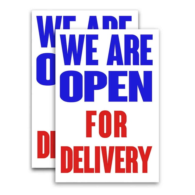 We Are Open For Delivery (24" X 36") Vinyl Decal Only (Pack of 2) |Sign ...
