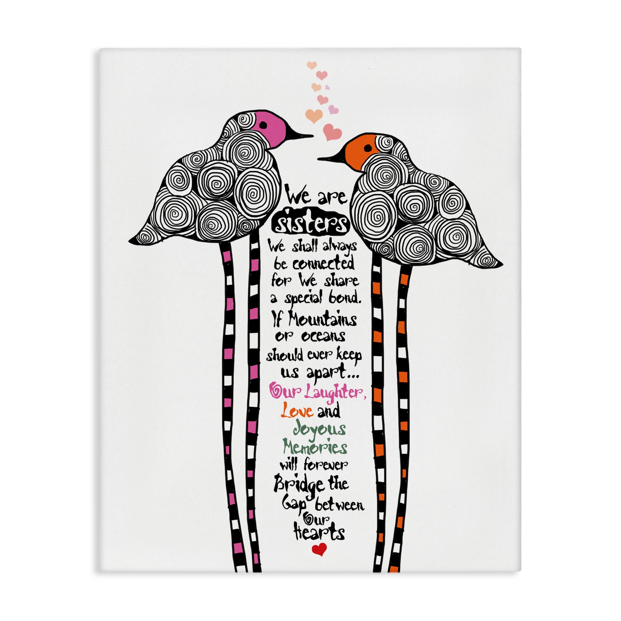We Are Sisters Bird Duo Canvas Wall Art, design by Suzanne Millius ...
