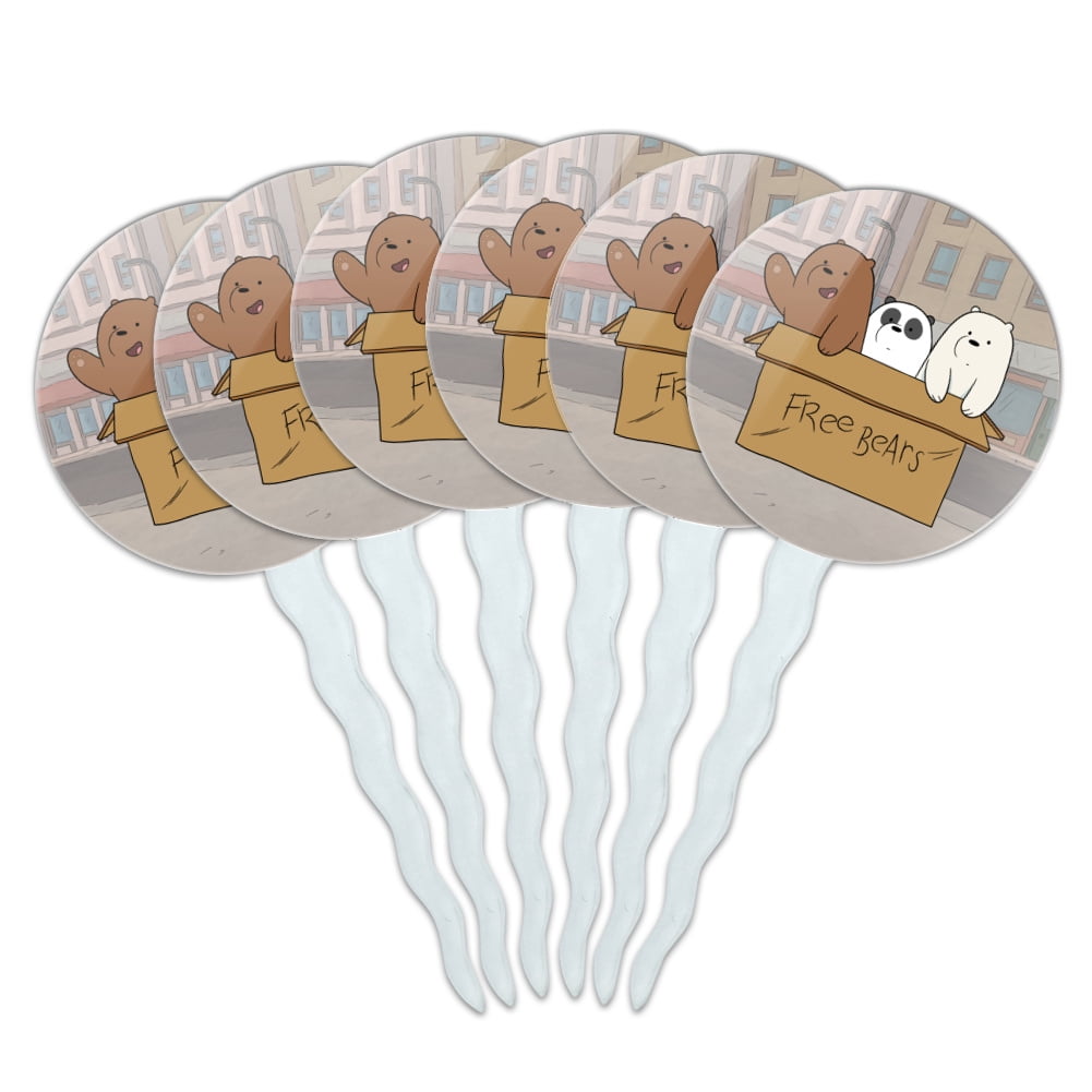 We Bare Bears Baby Bears Cupcake Picks Toppers Decoration Set of 6 ...