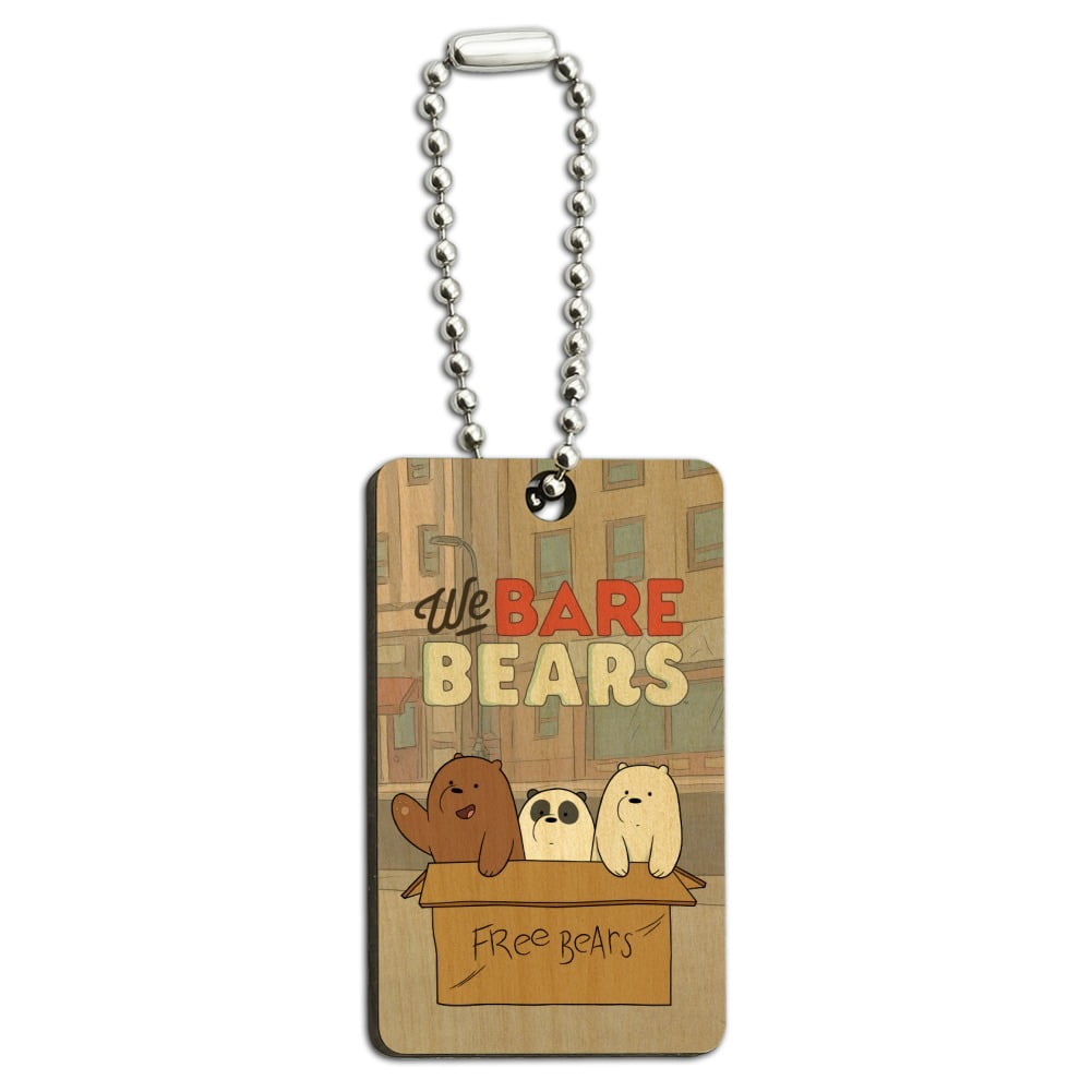 We Bare Bears Baby Bears Wood Wooden Rectangle Keychain Key Ring ...