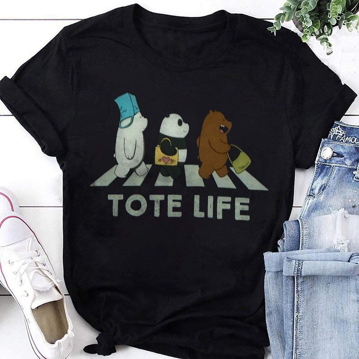 We Bare Bears Tote Life Abbey Road T-Shirt, We Bare Bears Shirt Fan ...