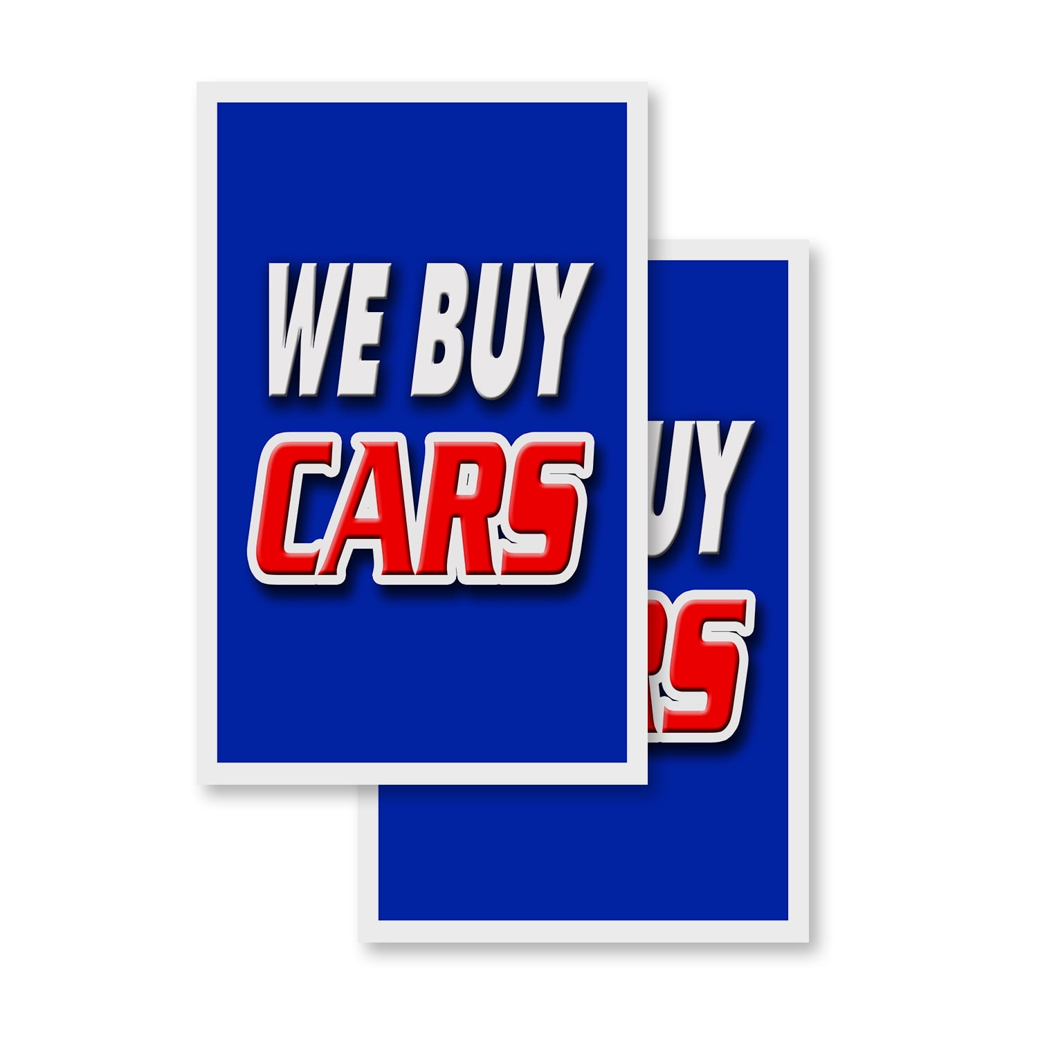 We Buy Cars (2-PACK) 24" x 36" Vinyl Decals | Sign Insert Peel & Stick ...