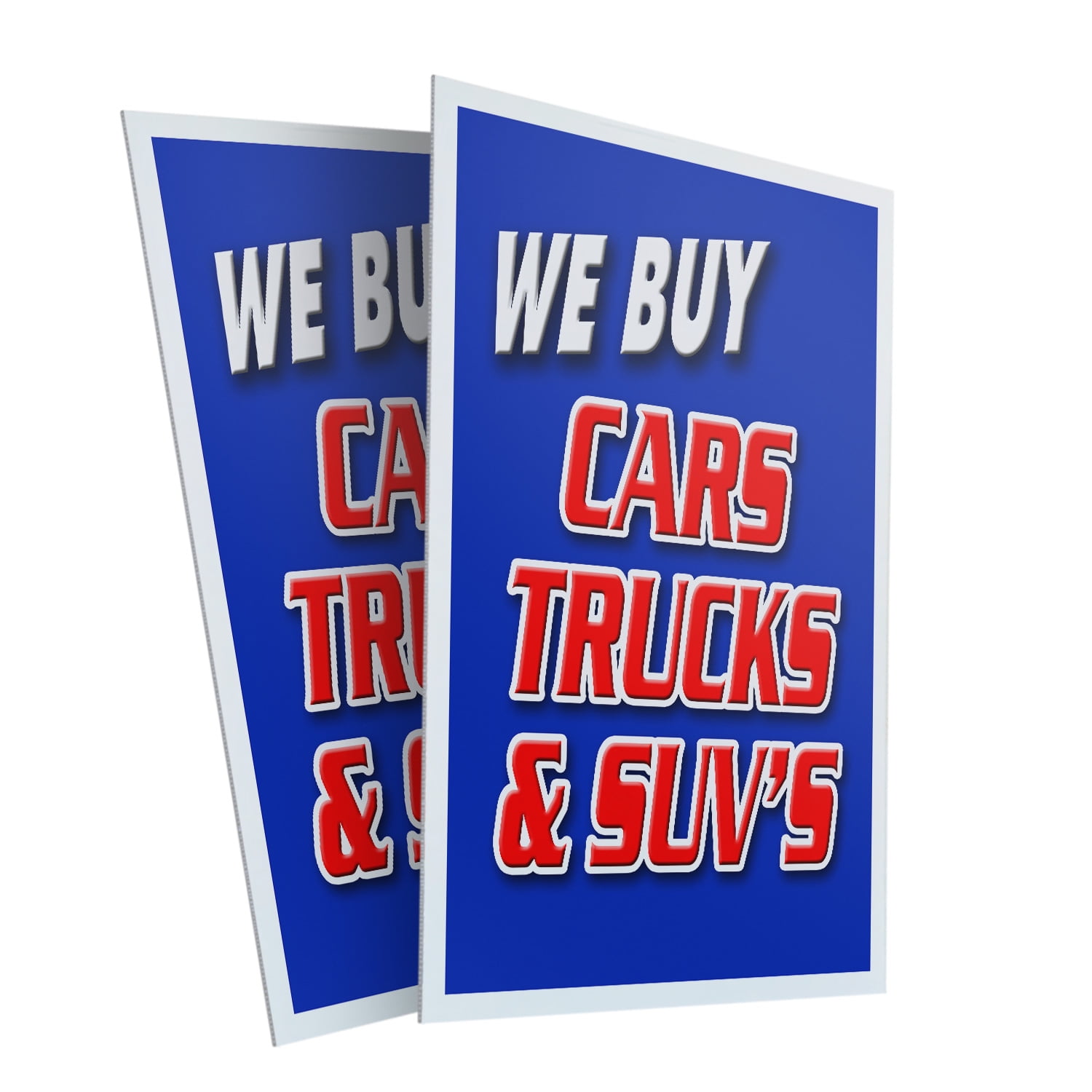 We Buy Cars Trucks & Suv's (2-PACK) 24" x 36" Plastic Signs | Sign ...