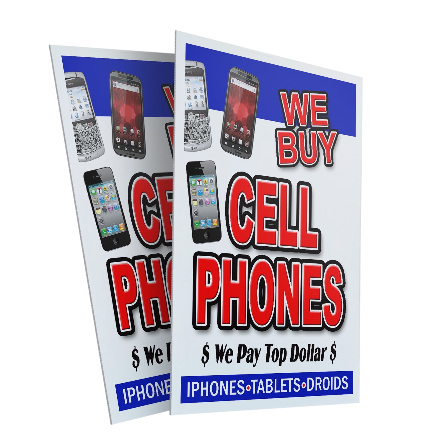 We Buy Cell Phones (2-PACK) 24" x 36" Plastic Signs | Sign Insert 4mm ...