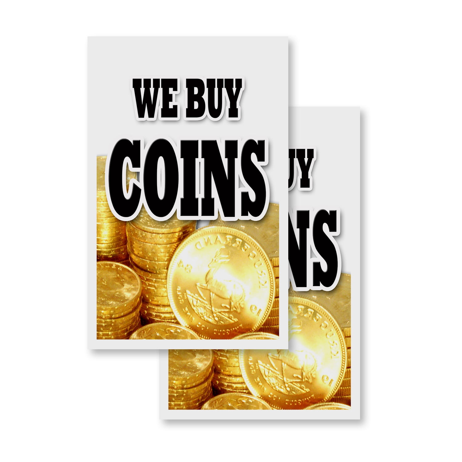 We Buy Coins (2-PACK) 24" x 36" Vinyl Decals | Sign Insert Peel & Stick ...
