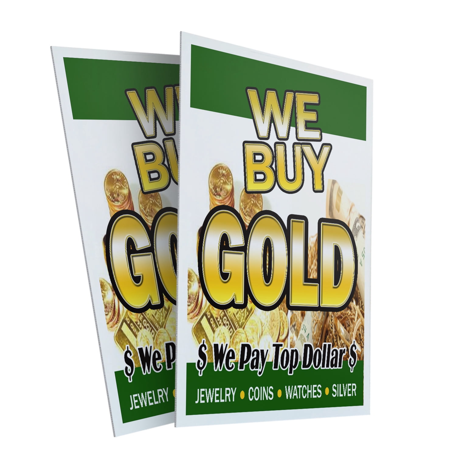 We Buy Gold 1 (2-PACK) 24" x 36" Plastic Signs | Sign Insert 4mm ...